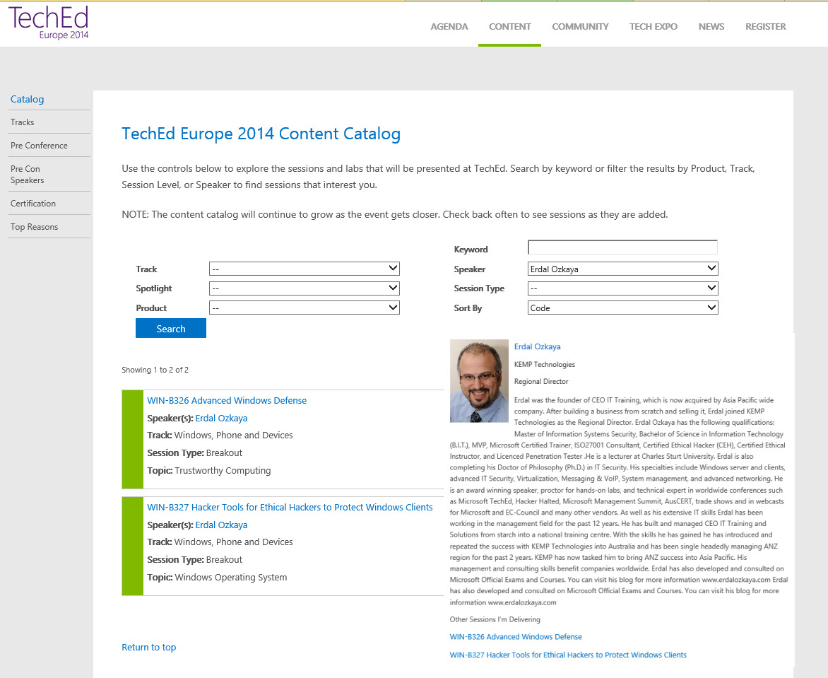 TechEd Europe 2008 ( Barcelona) - Cybersecurity Leadership